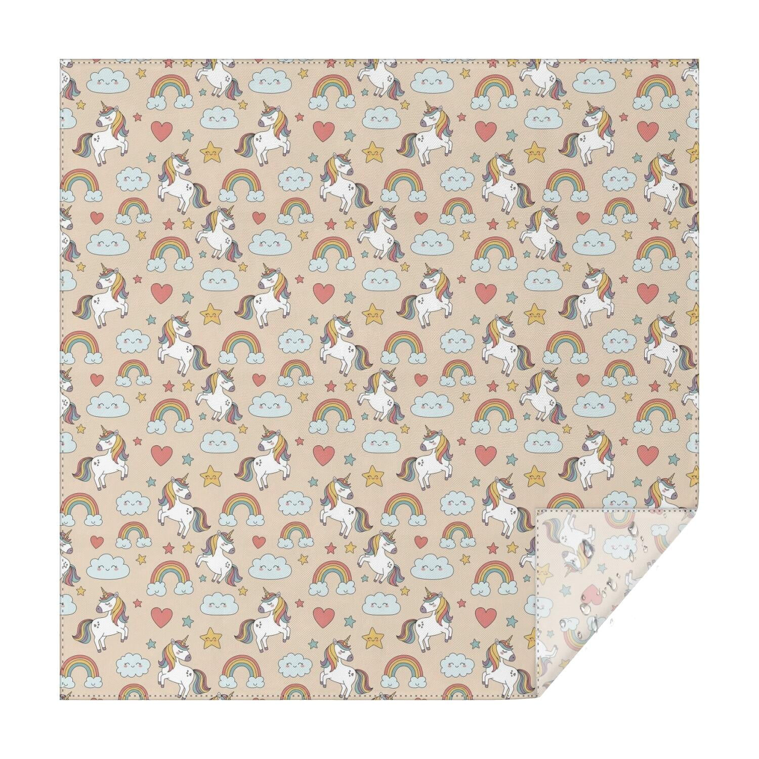 Cartoon Unicorn Rainbow Heart Star Cloud Pattern Square Tablecloth ...