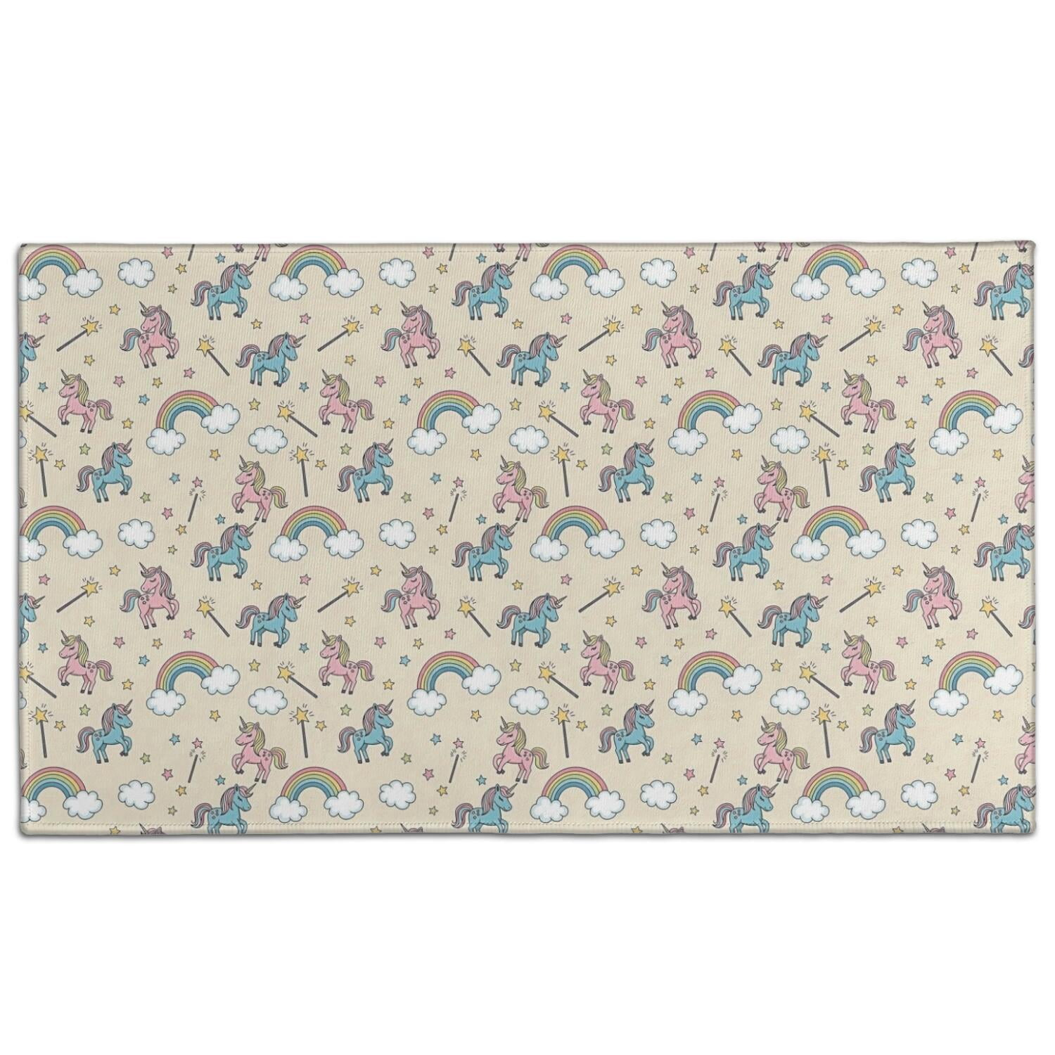 Cartoon Unicorn Rainbow Star Magic Wand Cloud Door Rugs,Washable Non ...