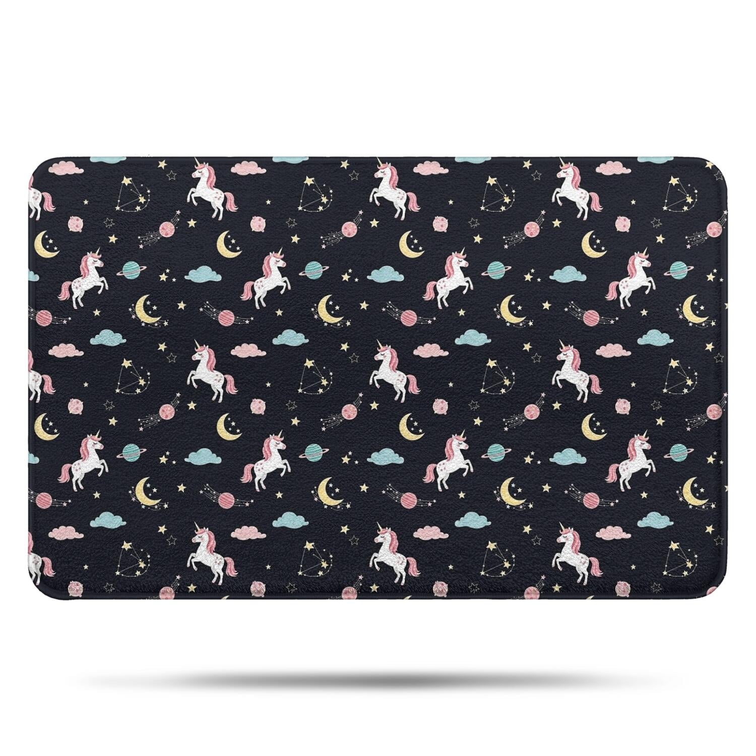 Cartoon Unicorn Space Pattern Bathroom Rugs Mat,Non Slip Microfiber ...