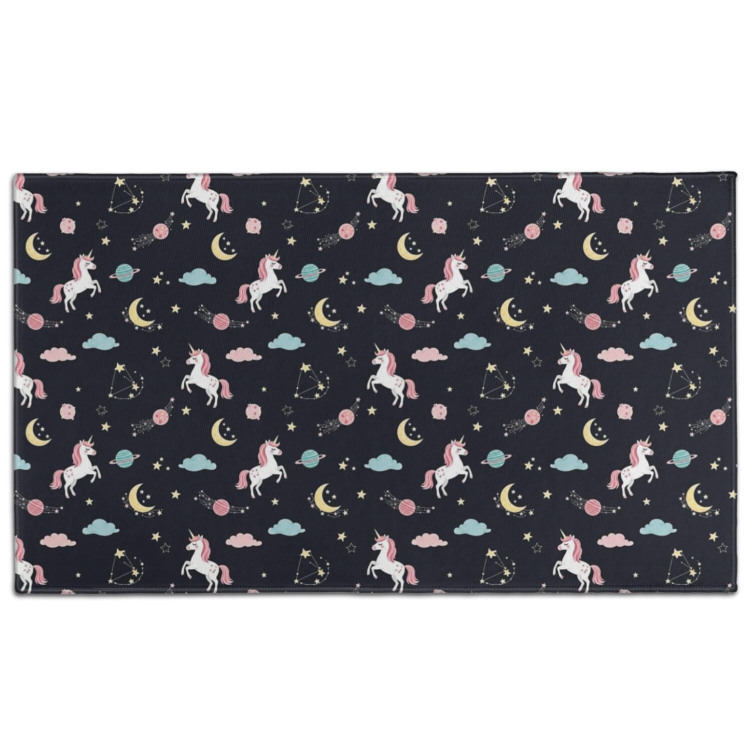 Cartoon Unicorn Space Pattern Door Rugs,Washable Non Slip Door Mats ...