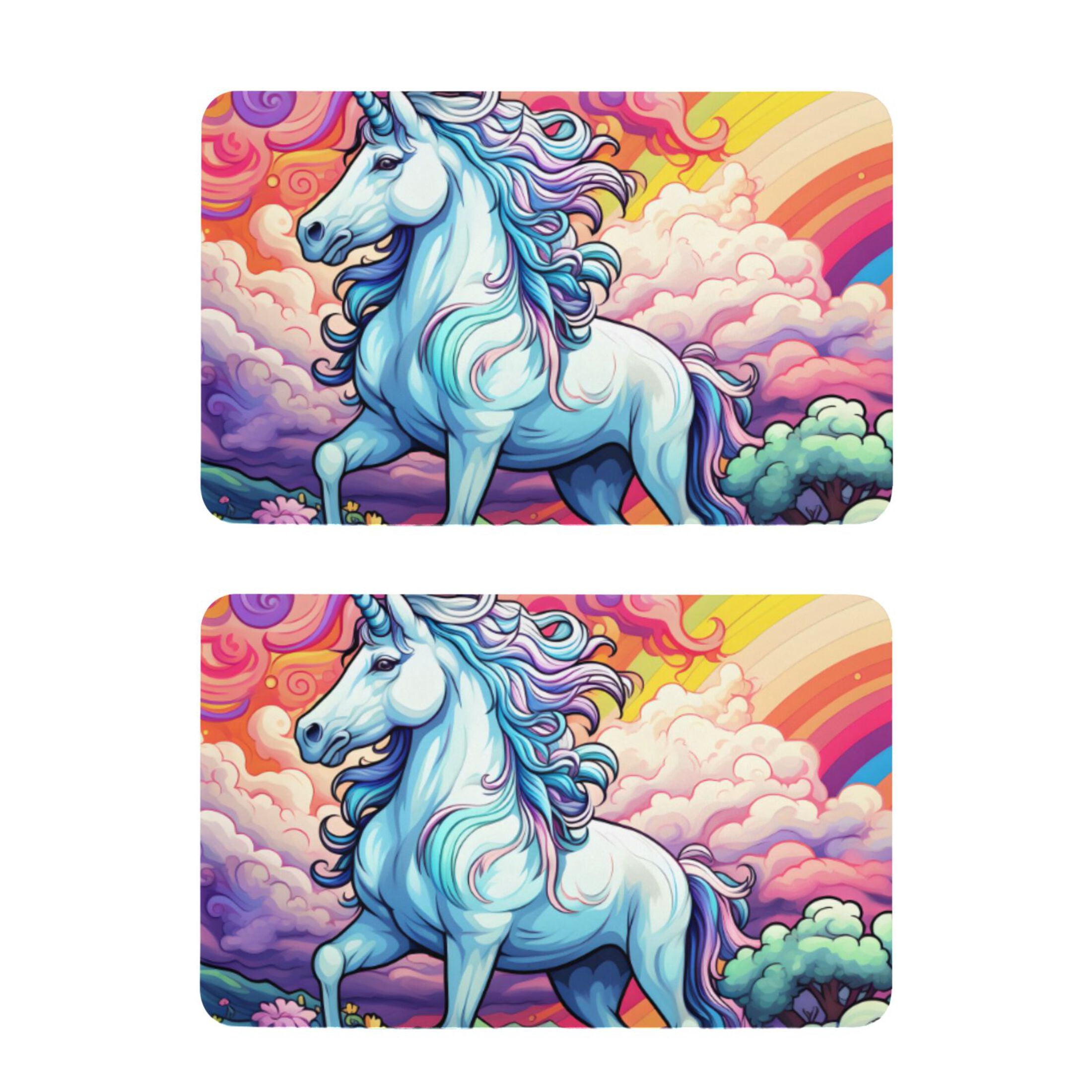 Cartoon Unicorn and Cloud Refrigerator Magnet Stickers Square Fridge ...