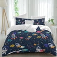 Cartoon Universe Space Duvet Cover Set Queen Size, Watercolor Earth ...