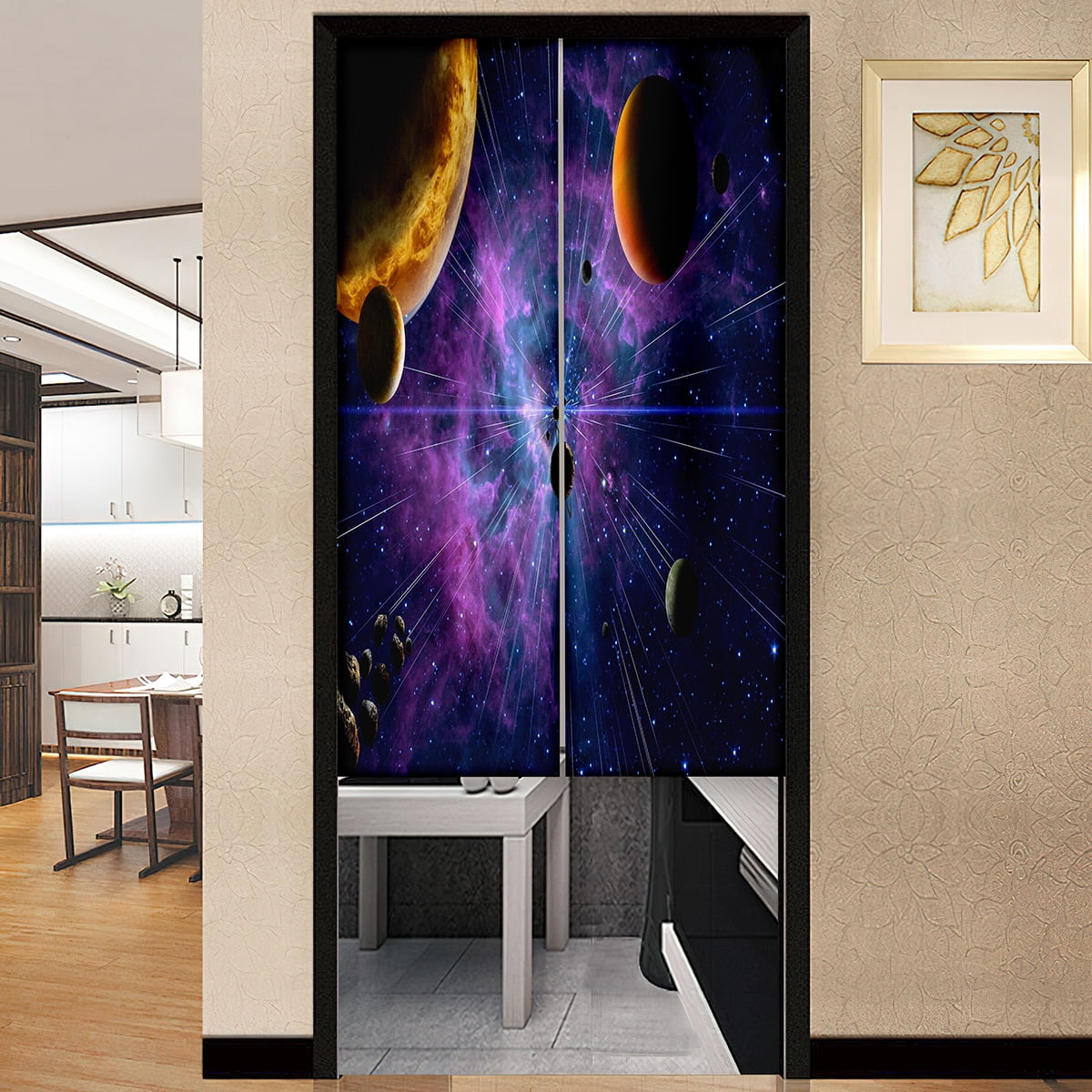 Cartoon Universe Space Star Sky Planet Door Curtains for Kids Bedroom ...