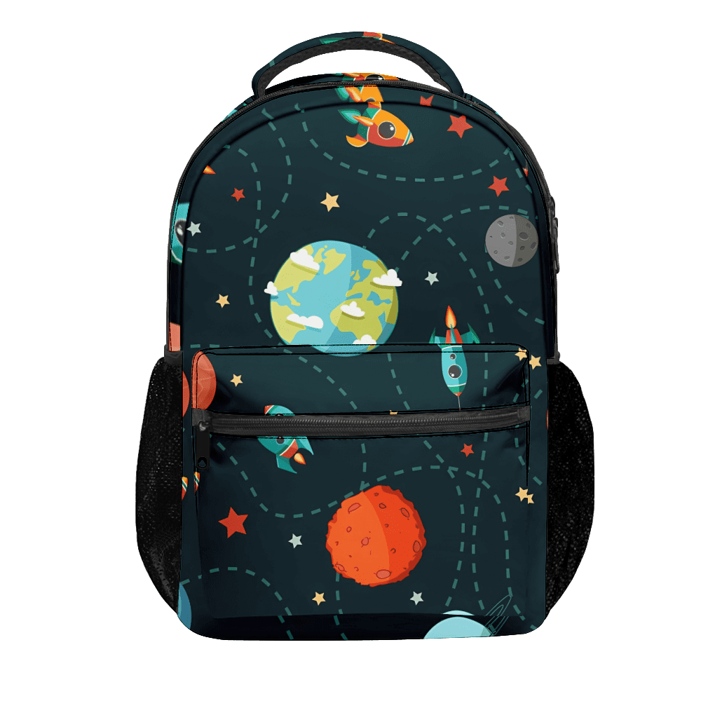 Cartoon Universe Ufo Planet Rocket Backpacks for School Lightweight ...