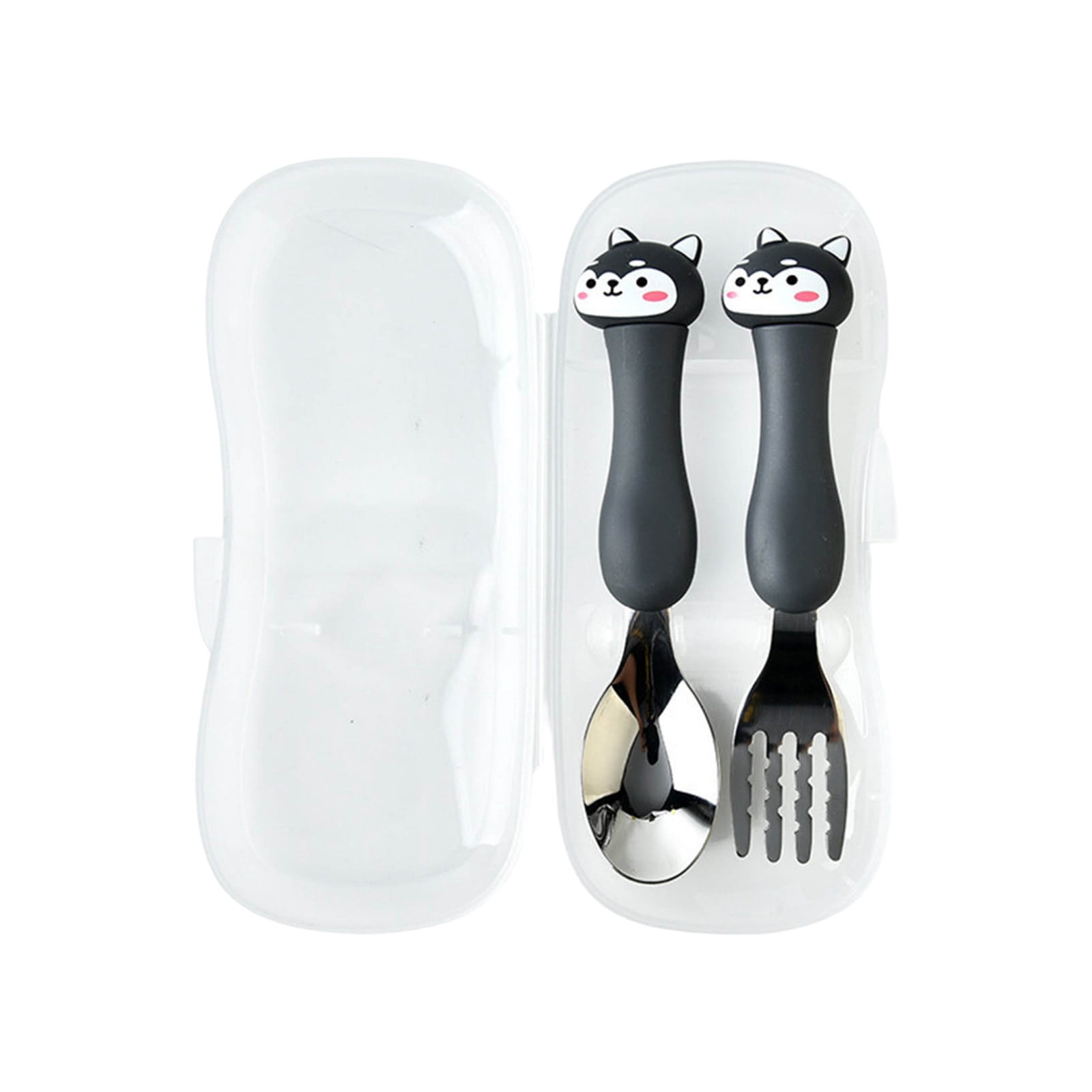 Cartoon Utensil Set, Stainless Steel Spoon and Fork with Travel Case ...