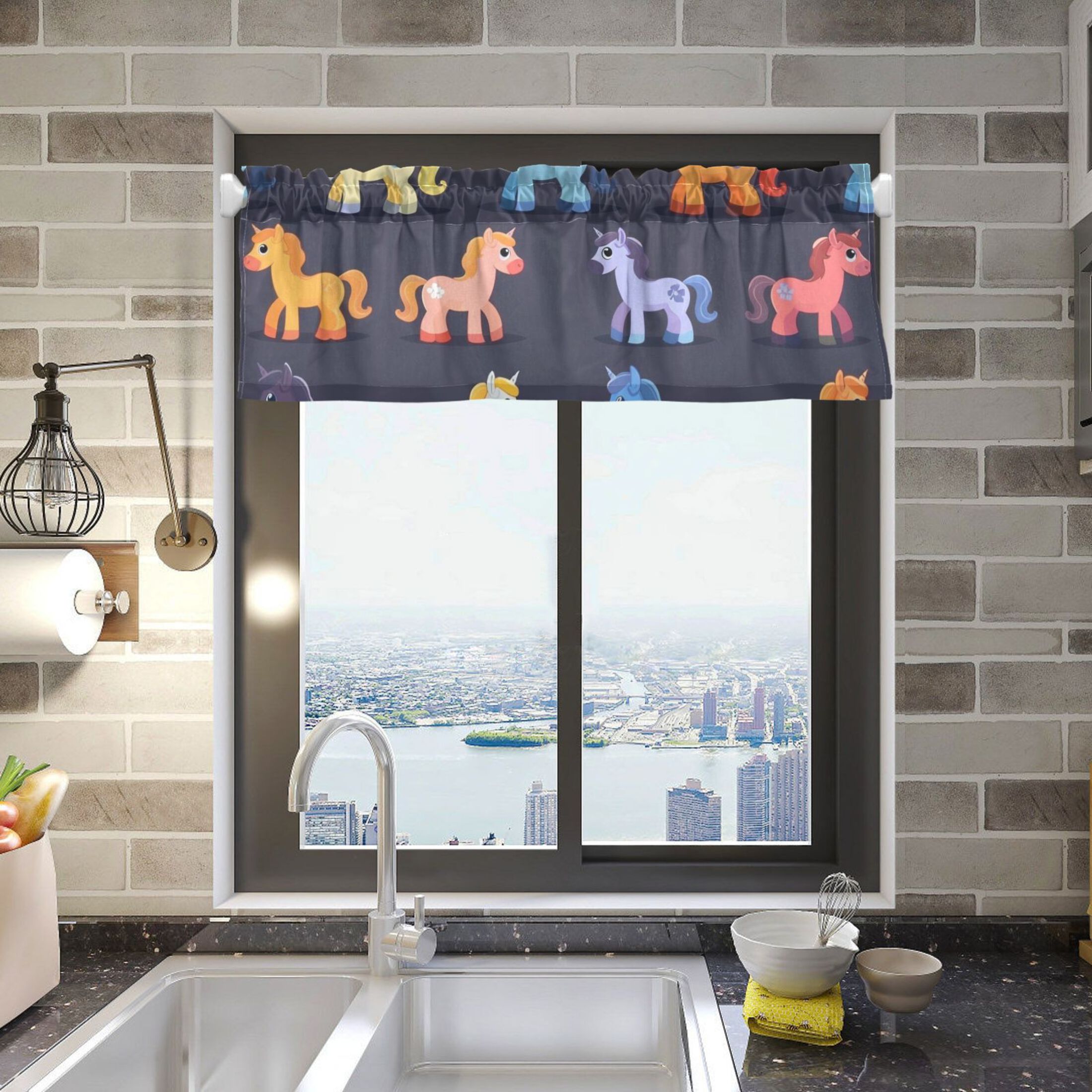 Cartoon Various Colors Horse Valance Curtains 54"x18" Rod Pocket for ...