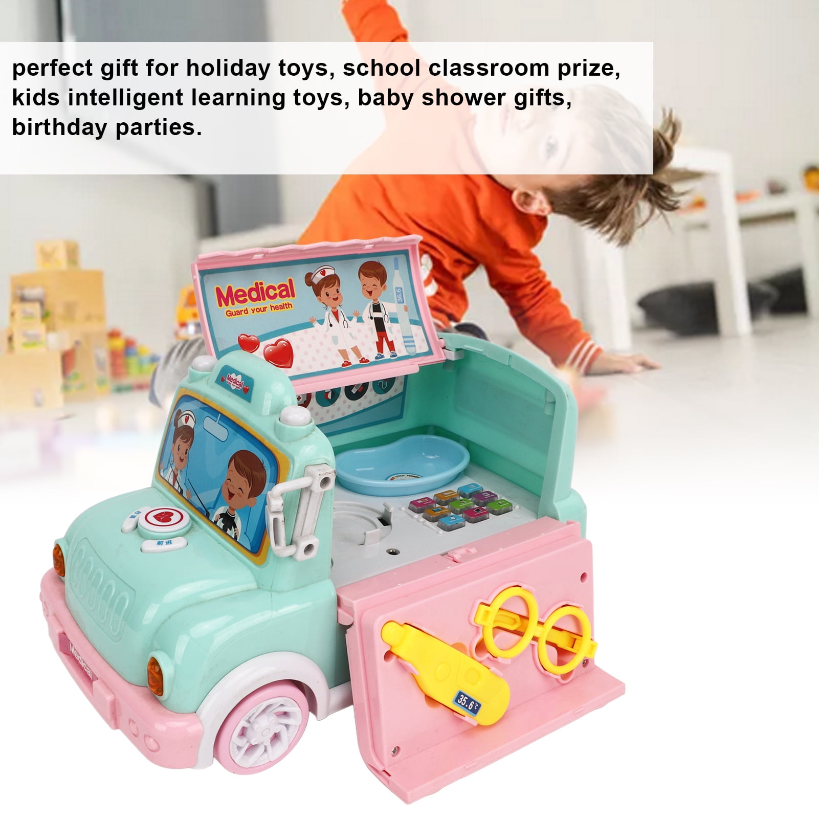 Cartoon Vehicle Toy for Toddler, Hospital Theme Music Storage Toy Car ...
