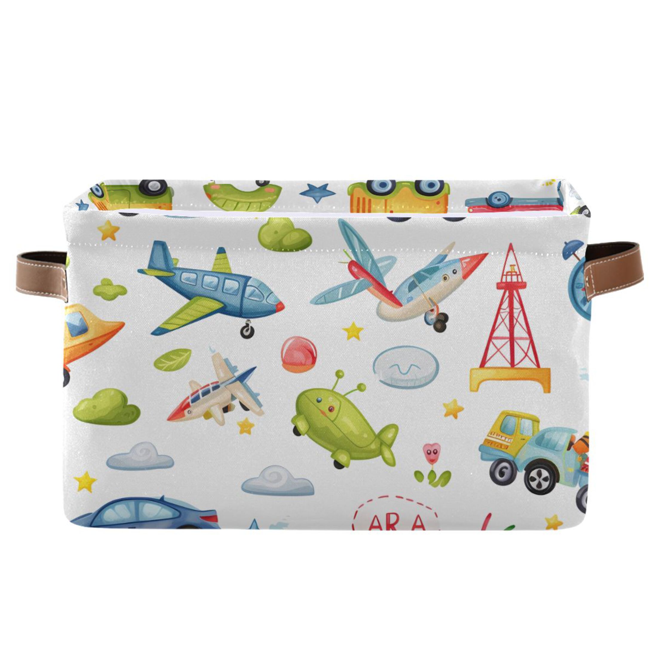Cartoon Vehicles and Aircraft Storage Basket Large Foldable Storage Bin ...