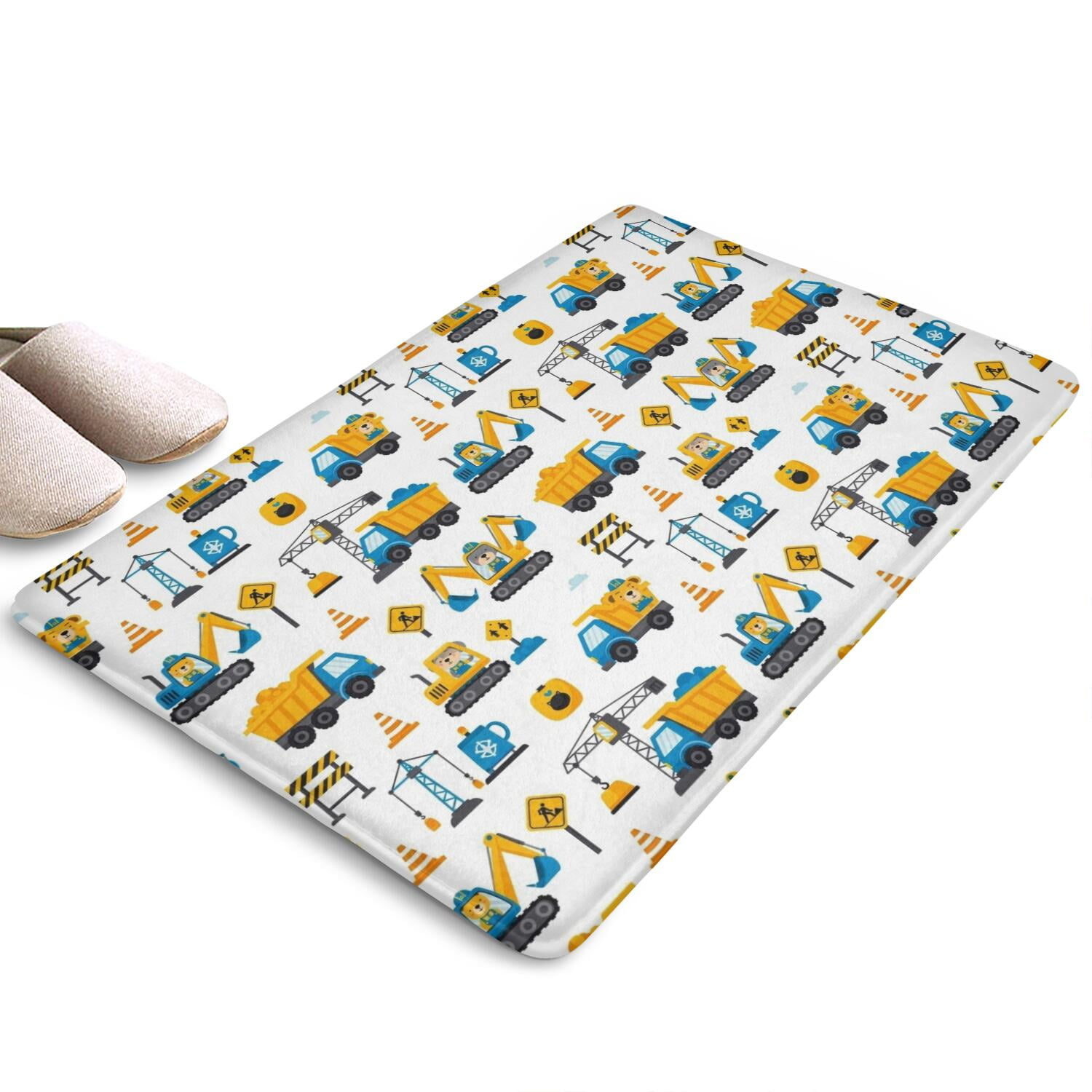 Cartoon Vehicles Safety Signs Flannel Non Slip Door Rugs,Washable Door ...