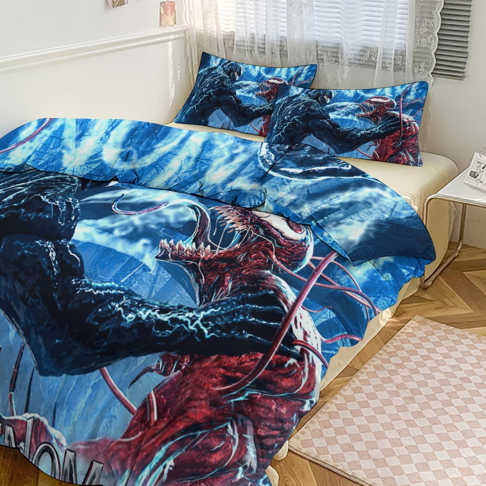 Cartoon Venom Children's Bedding Set Women's Quilt Set 3 Piece Quilt ...