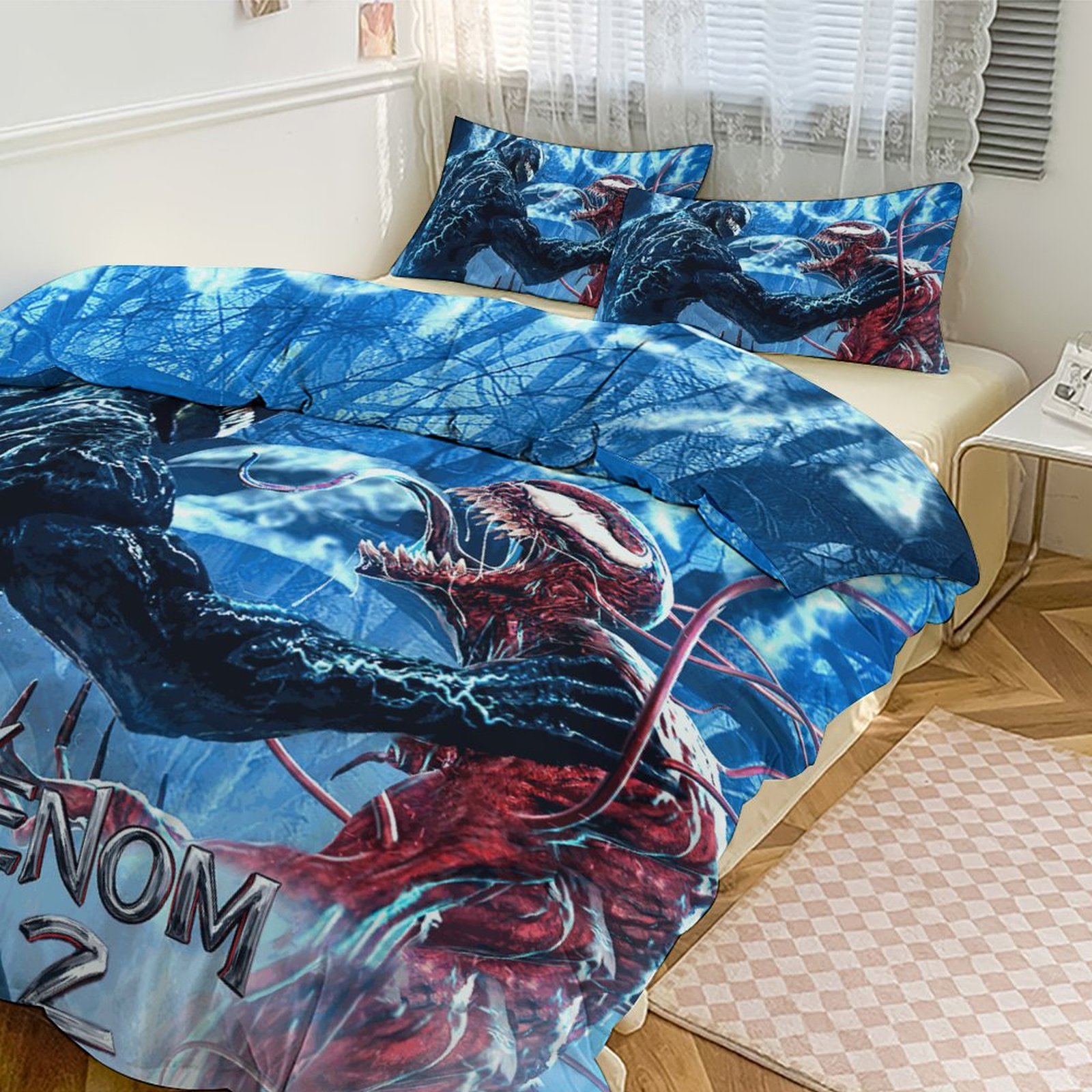 Cartoon Venom Children's Bedding Set Women's Quilt Set 3 Piece Quilt ...