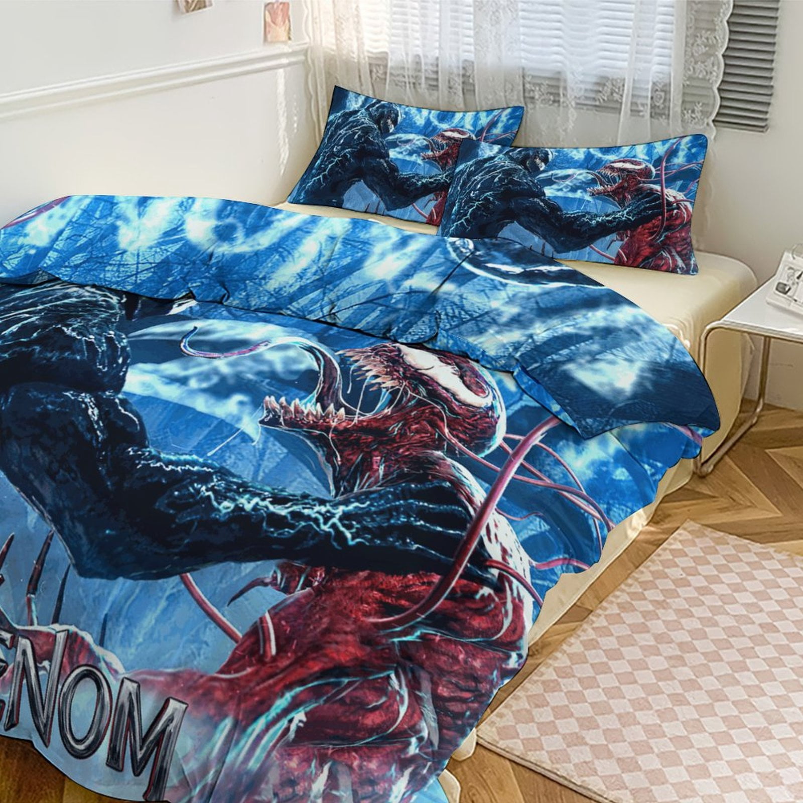 Cartoon Venom Children's Bedding Set Women's Quilt Set 3 Piece Quilt ...