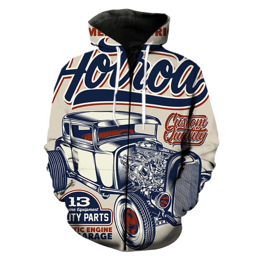 Cartoon Vintage Car Men's Zipper Hoodie Spring Long Sleeve Funny wear ...