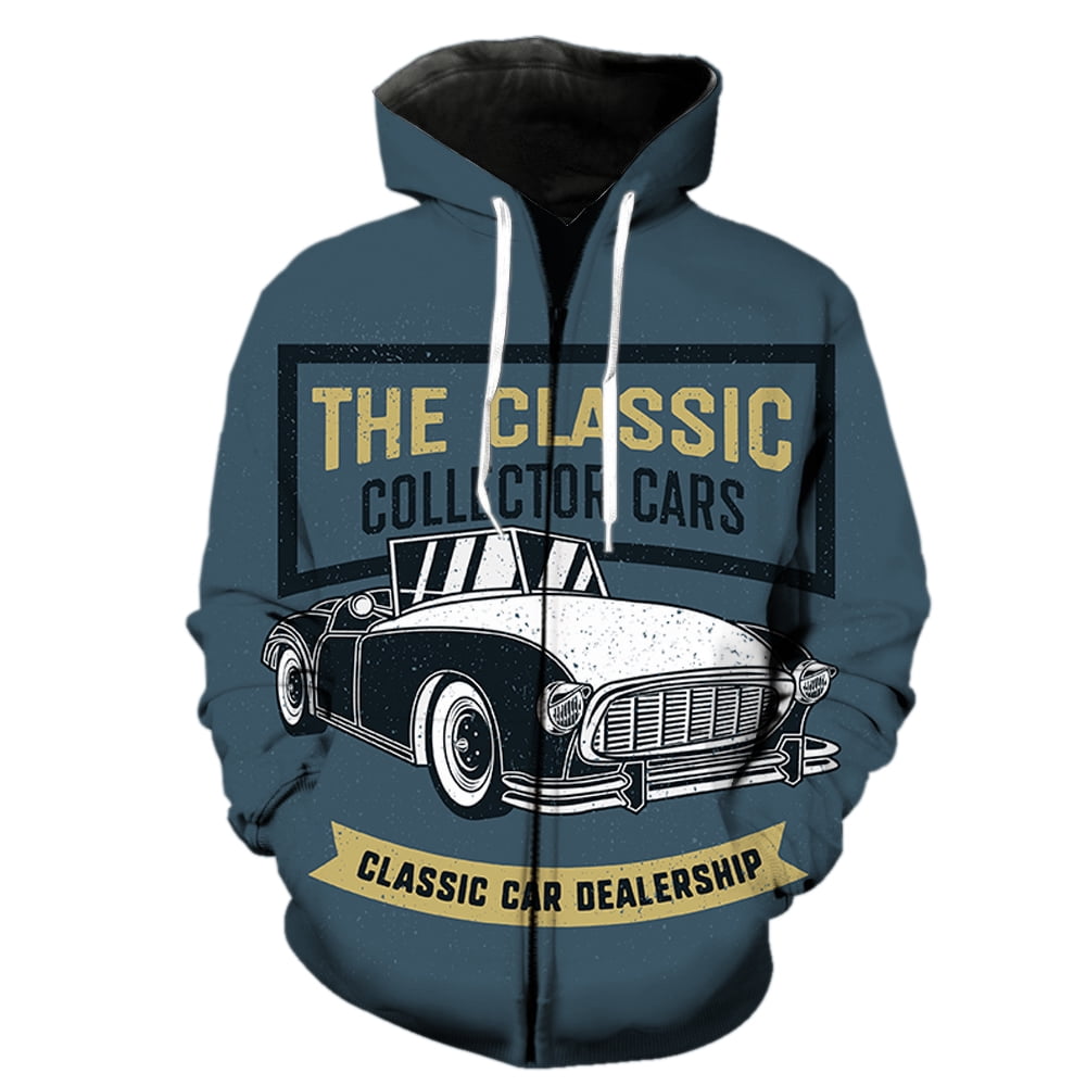 Cartoon Vintage Car Men's Zipper Hoodie Spring Long Sleeve Funny wear ...