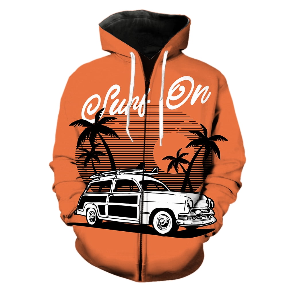 Cartoon Vintage Car Men's Zipper Hoodie Spring Long Sleeve Funny wear ...