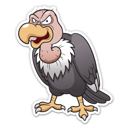 Cartoon Vulture - 5" Vinyl Sticker - For Car Laptop I-Pad - Waterproof ...