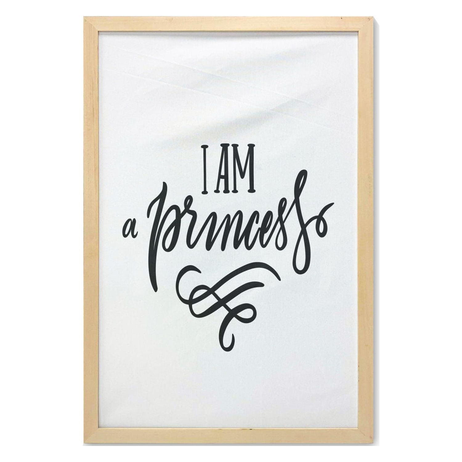Cartoon Wall Art with Frame, Girlish Feminine Words Well-being ...