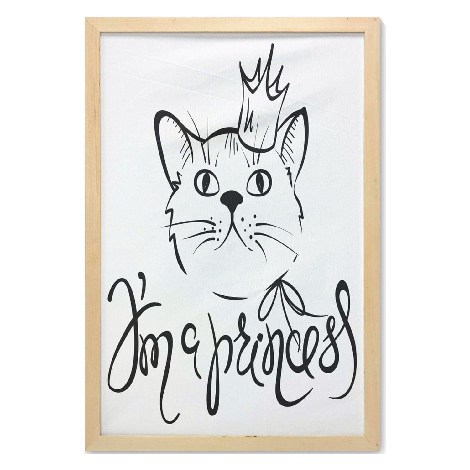 Cartoon Wall Art with Frame, I am a Cartoon Calligraphy Funny Cat with ...