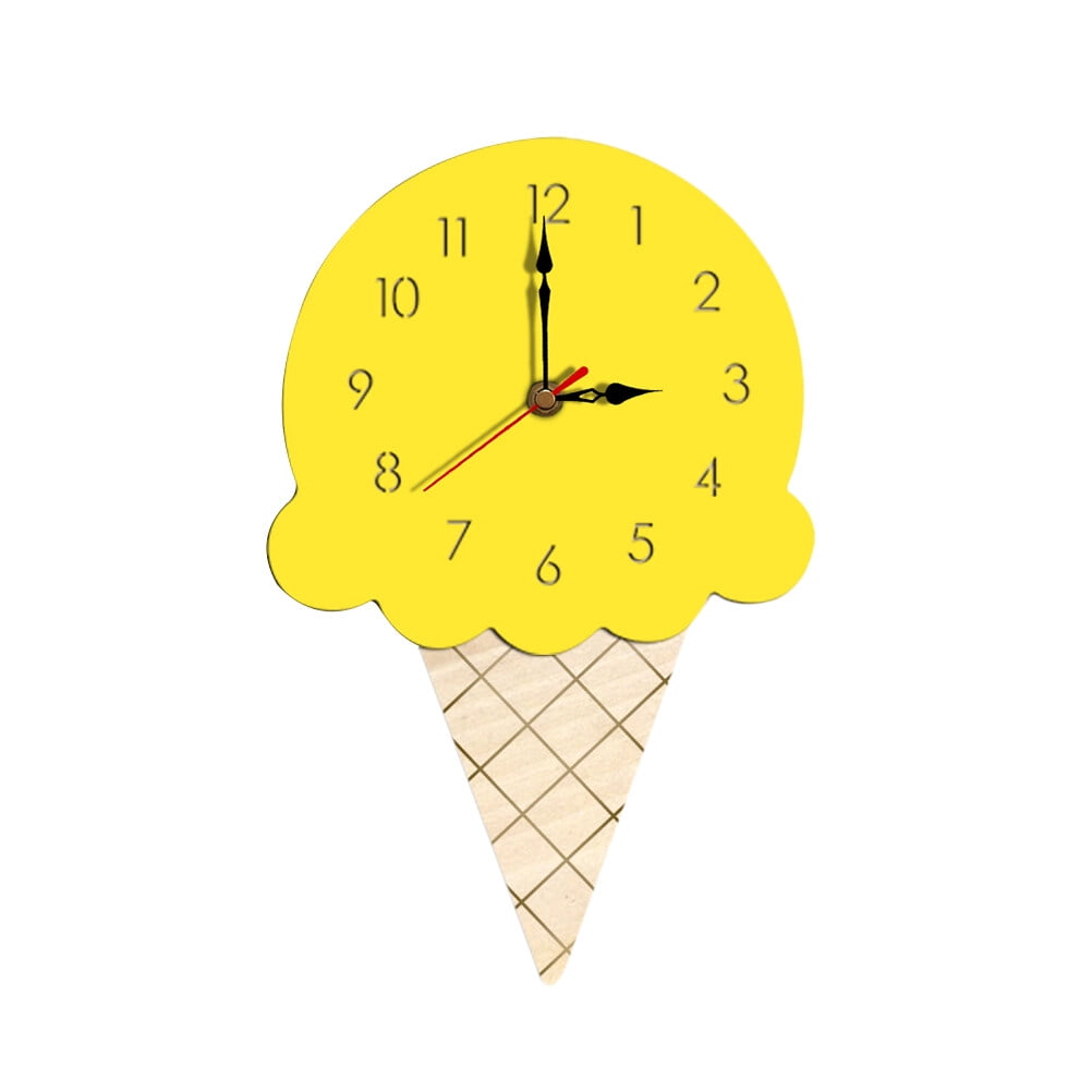 Cartoon Wall Clock Decoration Ice Cream Clock Acrylic Hanging Children ...