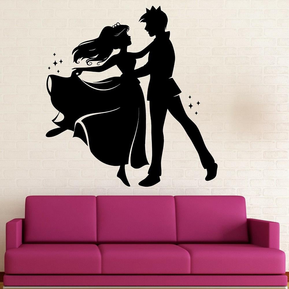 Cartoon Wall Sticker Vinyl Decal Prince Princess Tale Dance Wall Decals ...
