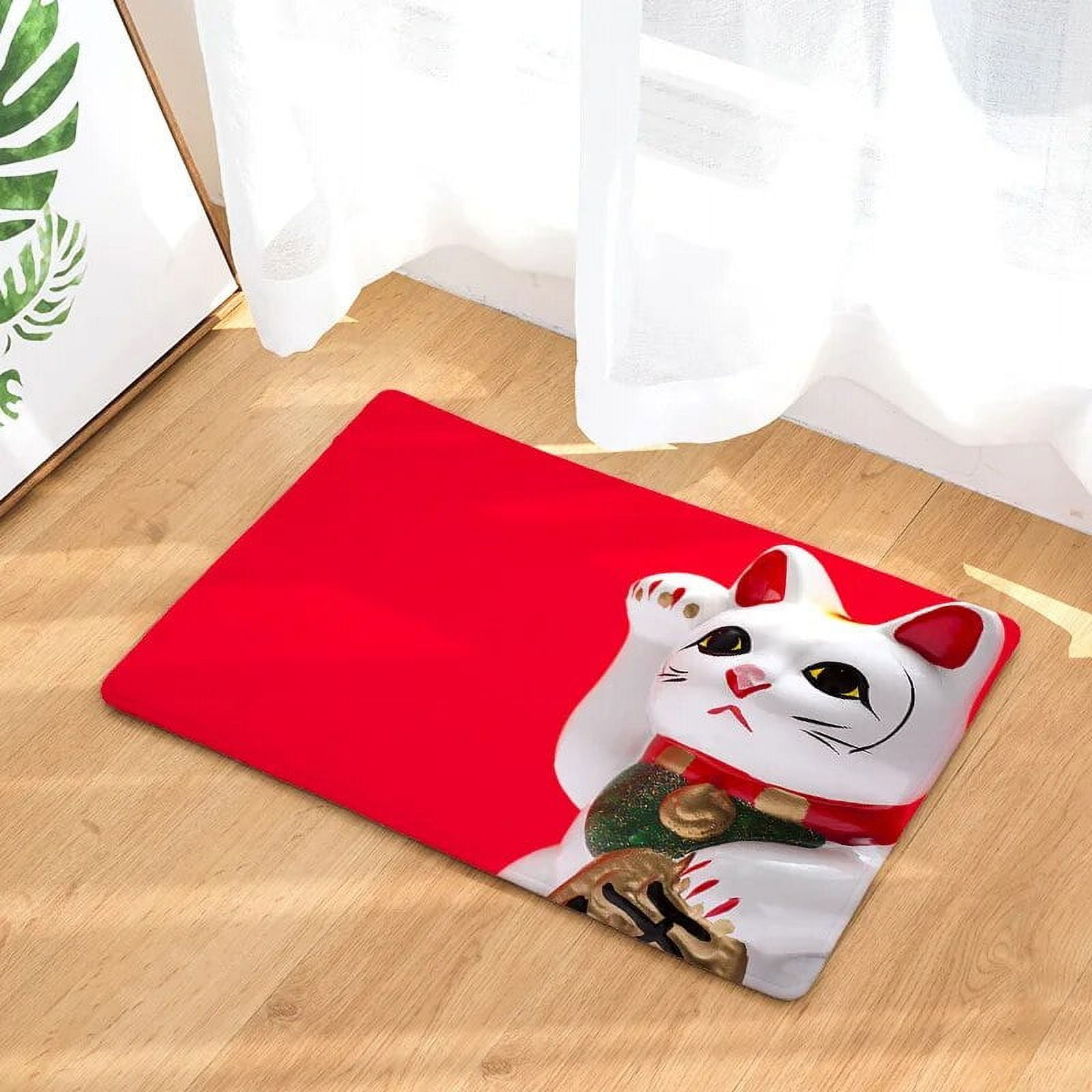 Cartoon Water-absorb Floor Bath Mat Cats Toilet Room Flannel Anti-slip ...