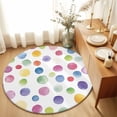 Cartoon Watercolor Wave Point Round Rug 3ft Blue Pink Green Polka Dot ...