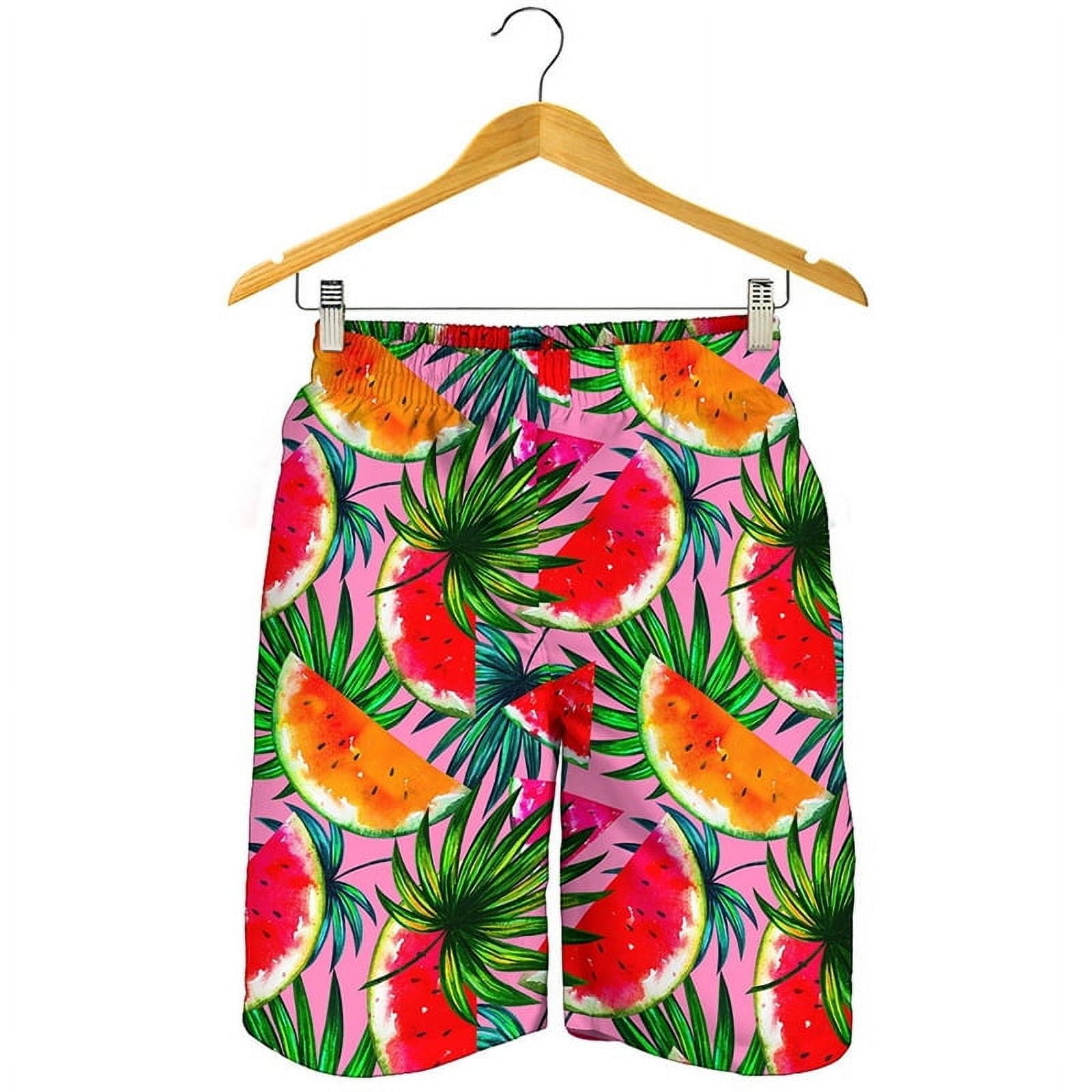 Cartoon Watermelon 3D Printed Beach Shorts Men Fruits Pattern Surf ...