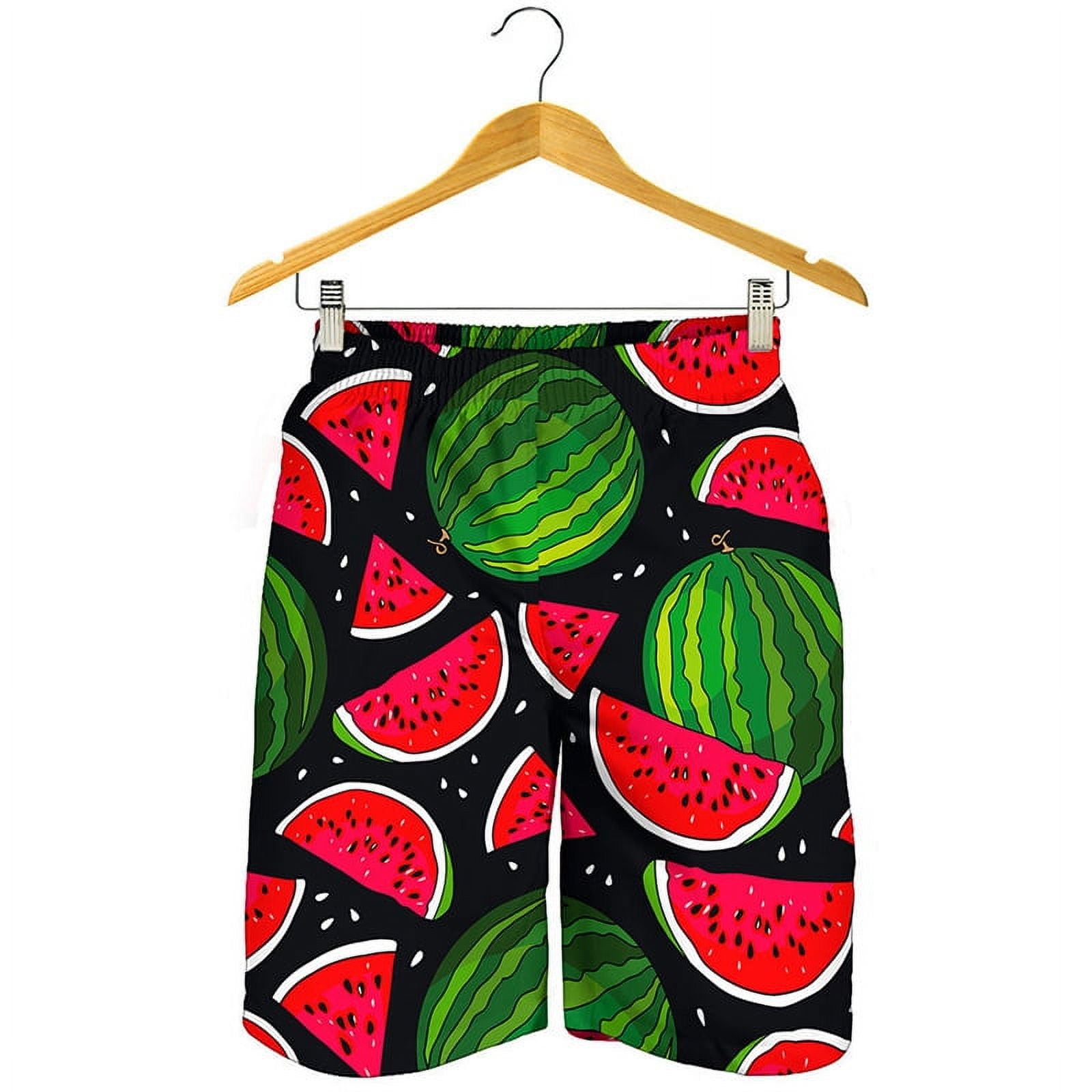 Cartoon Watermelon 3D Printed Beach Shorts Men Fruits Pattern Surf ...