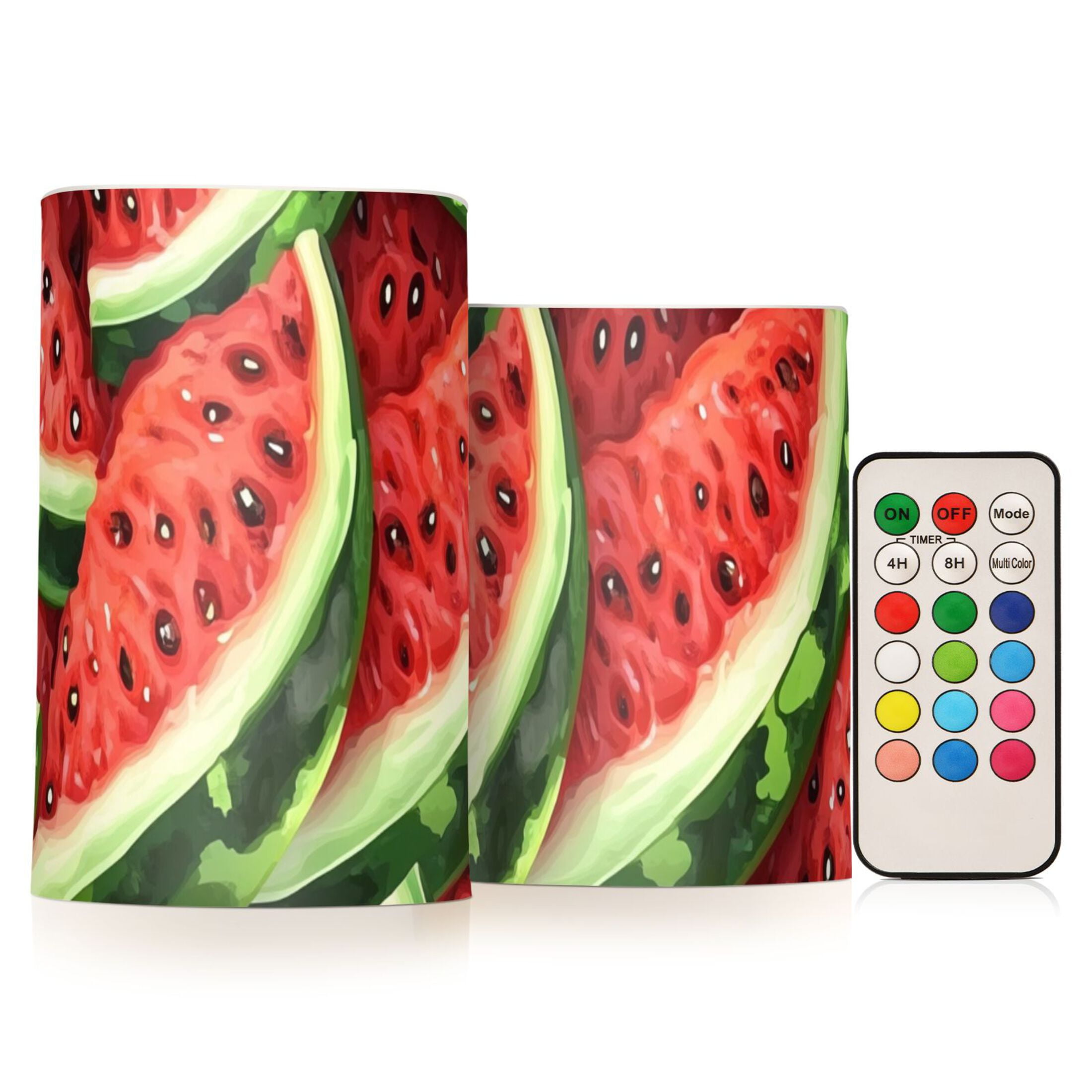 Cartoon Watermelon Pattern Flickering Flameless Candles Battery ...