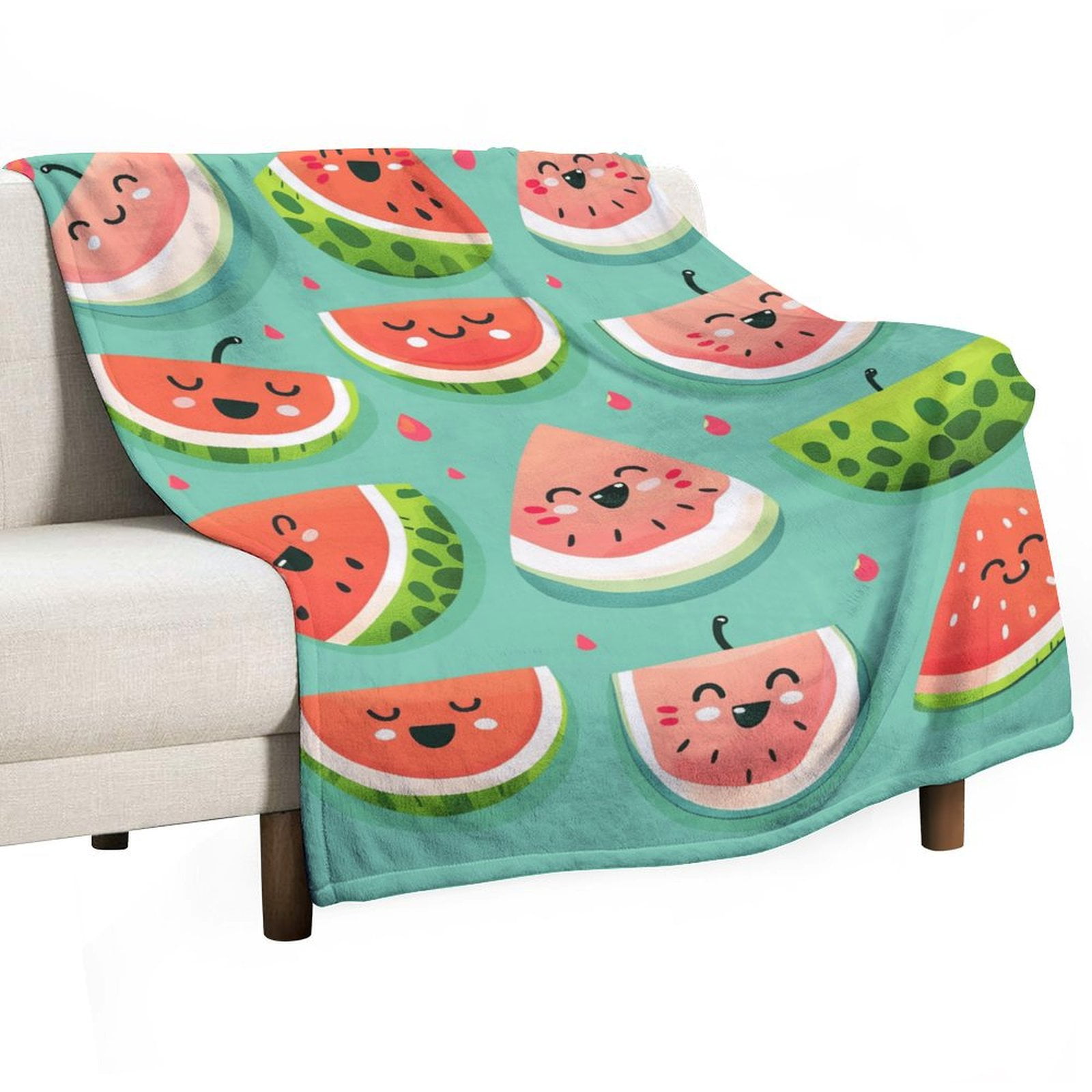 Cartoon Watermelon Pattern Warm Flannel Blanket Soft Comfortable Home ...