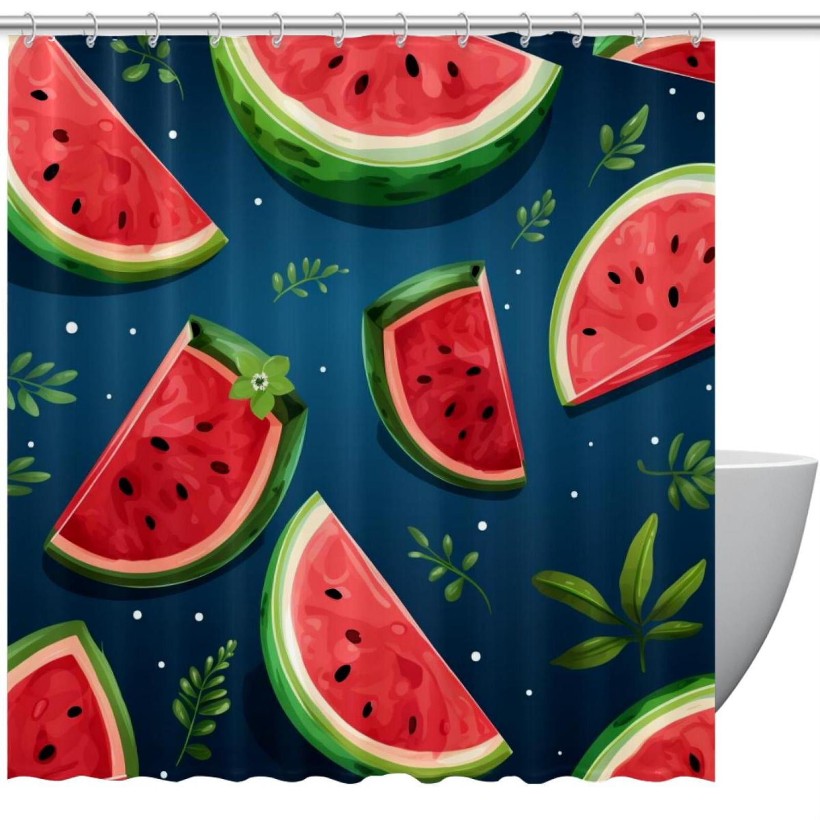 Cartoon Watermelon Shower Curtain Set with Hooks,Home Bathroom Bathtubs ...