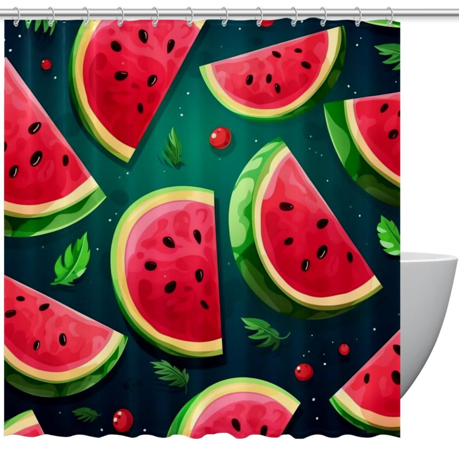 Cartoon Watermelon Shower Curtain for Bathroom, Aesthetics Patterns ...