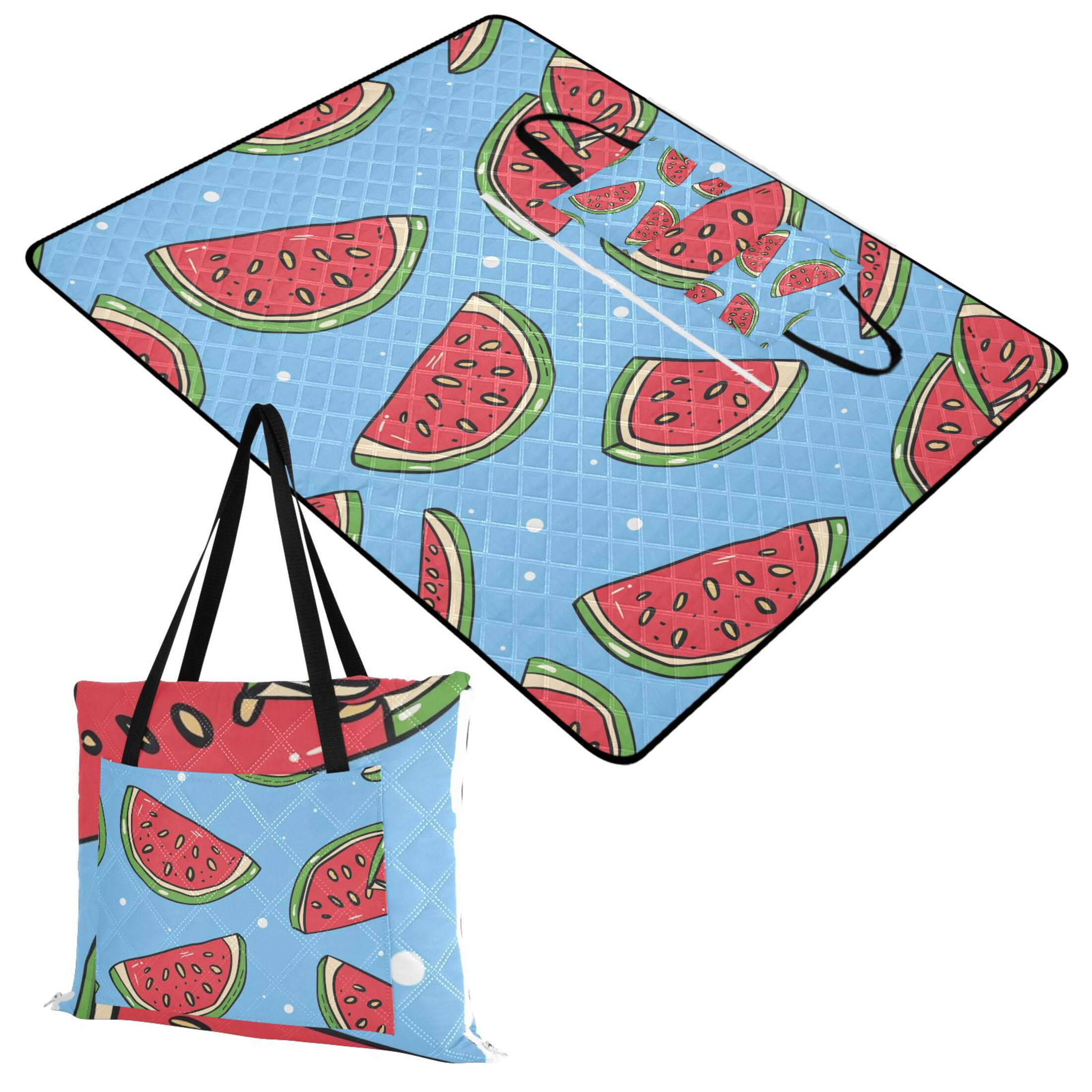 Cartoon Watermelon Slice Extra Large Picnic Beach Blanket Waterproof ...