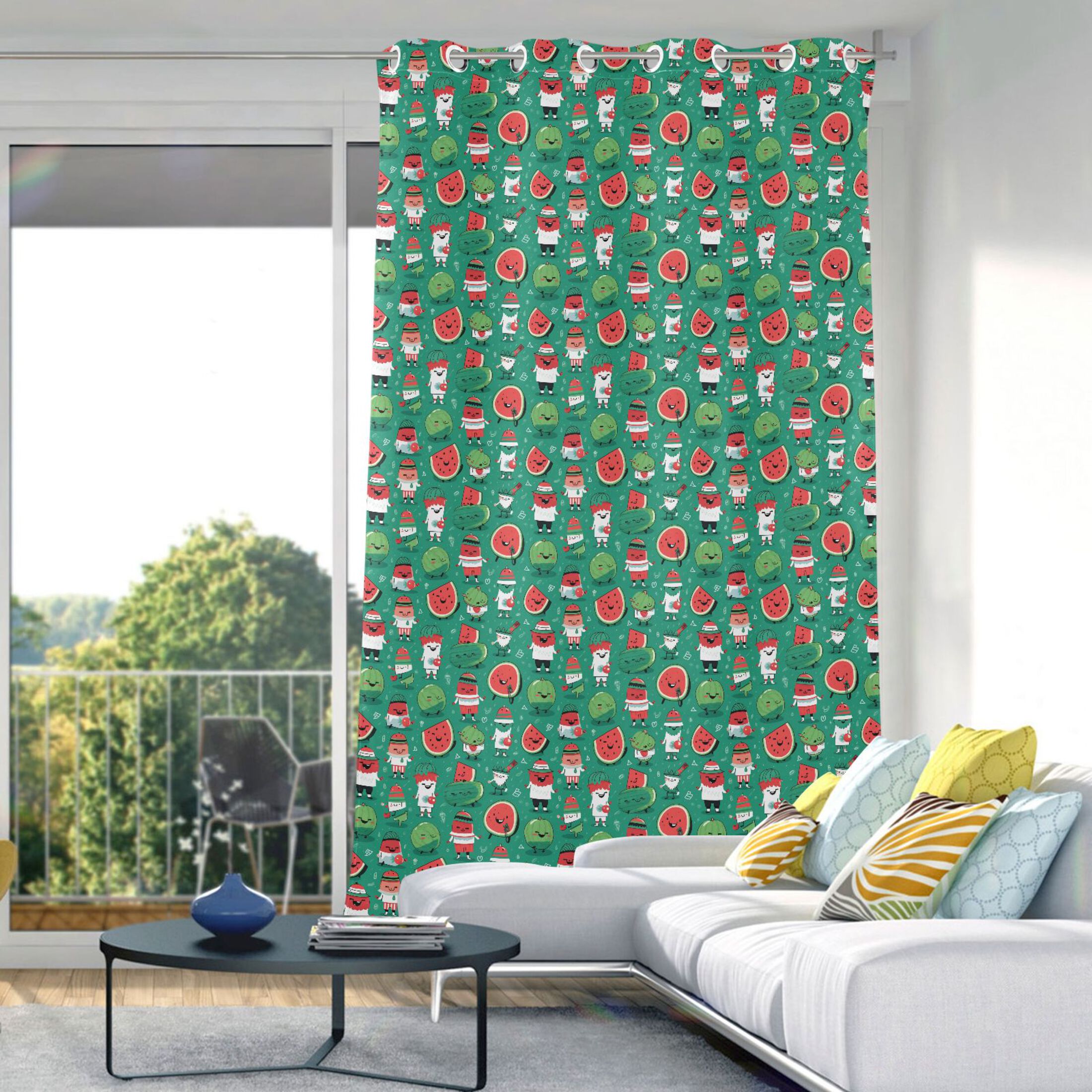 Cartoon Watermelon and People Blackout Curtains W82 x L42 1 Panel ...