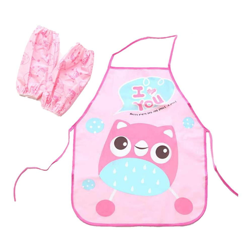 Cartoon Waterproof Children's Apron with Sleeves - Adjustable, Durable ...