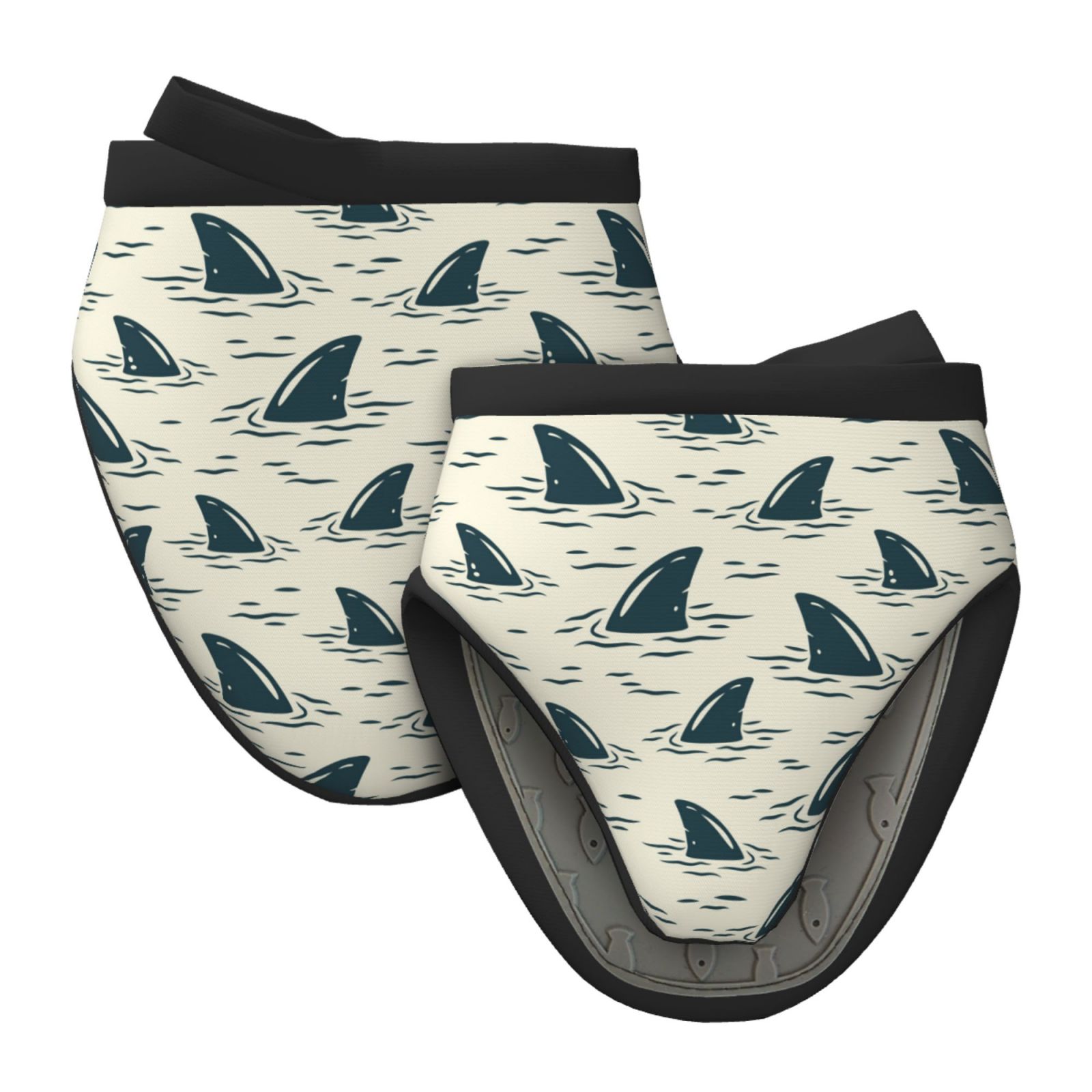 Cartoon Wavy Shark Fin Oven Mitts Heat Resistant - Soft Lining Silicone ...