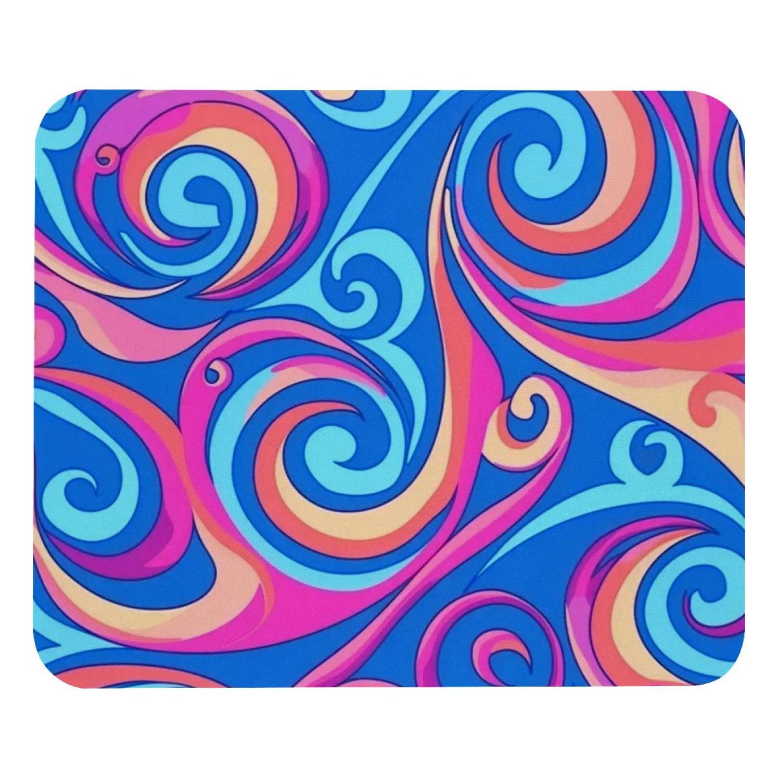 Cartoon Wavy Swirl Blue Pink Pattern Mouse Pad - Smooth Surface ...