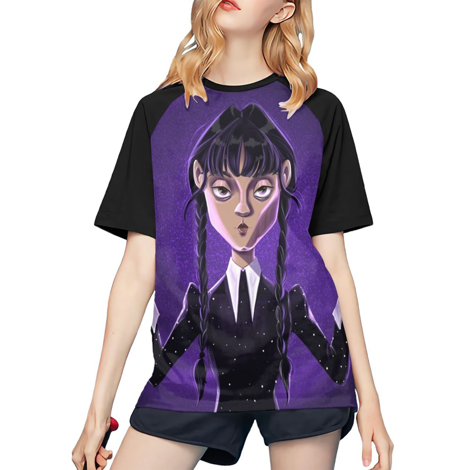 Cartoon Wednesday Women's T-Shirt Short Sleeves Baseball T Shirts Round ...