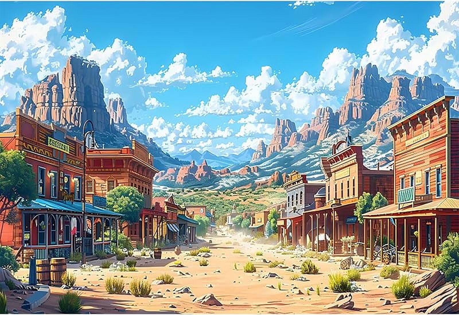 Cartoon Western Town Backdrop Photography West Cowboy City Town ...
