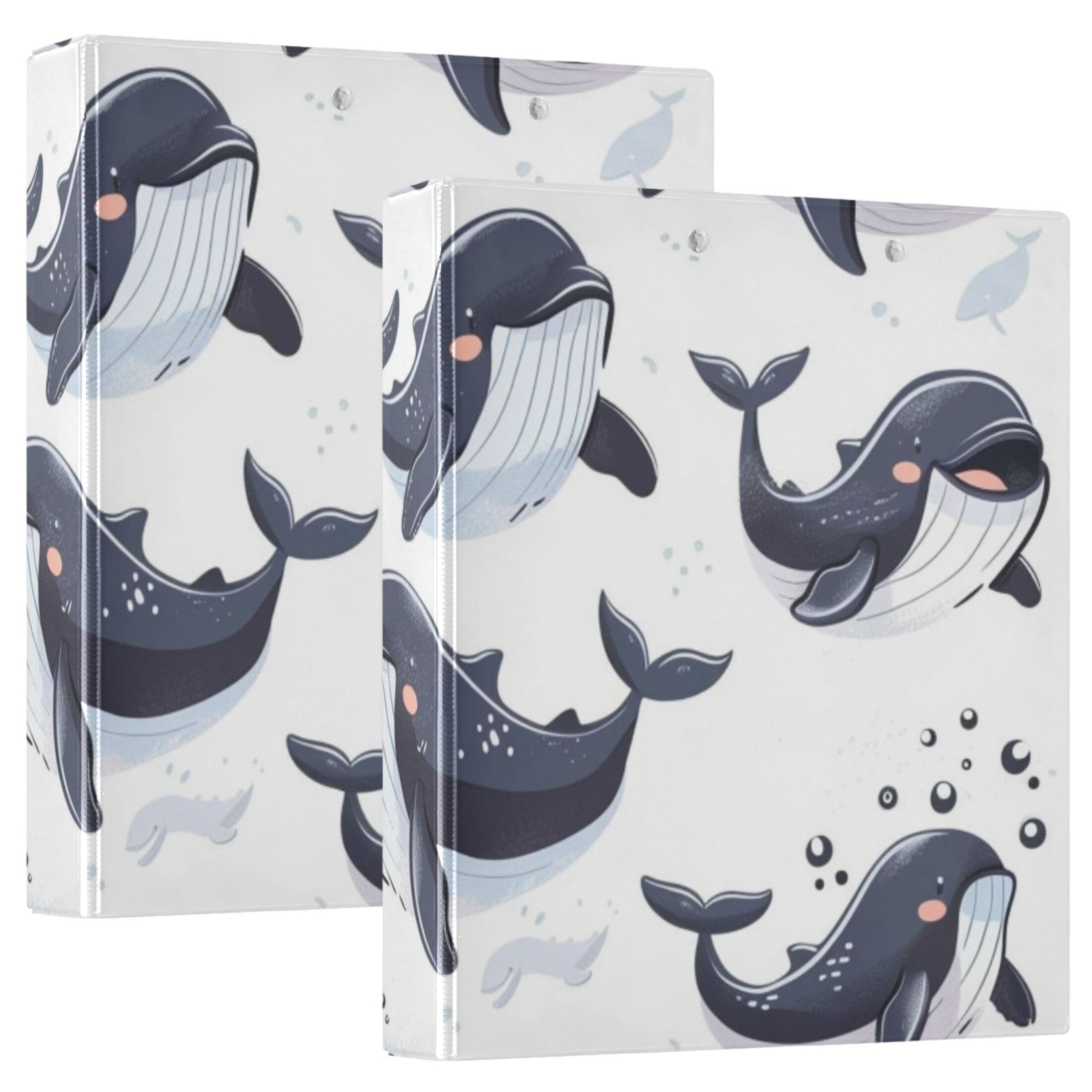 Cartoon Whale 3 Ring Hardcover Binders 1.5" Round Rings for Letter-Size ...