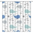 Cartoon Whale Shower Curtain Cute Ocean Underwater Wildlife Abstract ...
