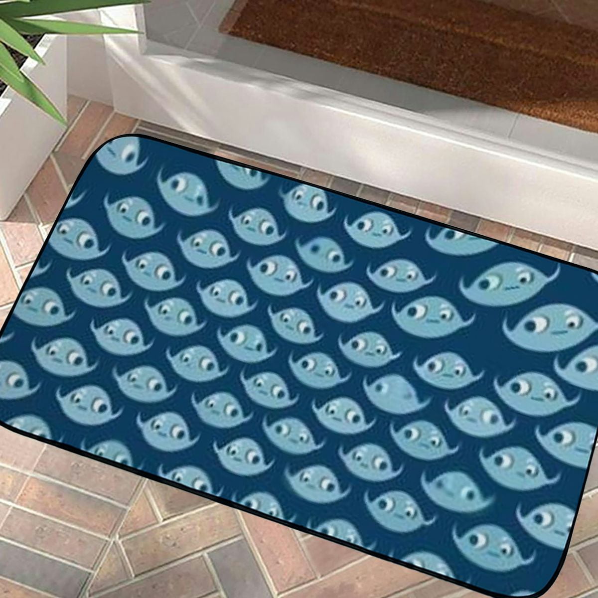 Cartoon Whales Background Print Doormat,Entry Mat/Garage, Patio ...