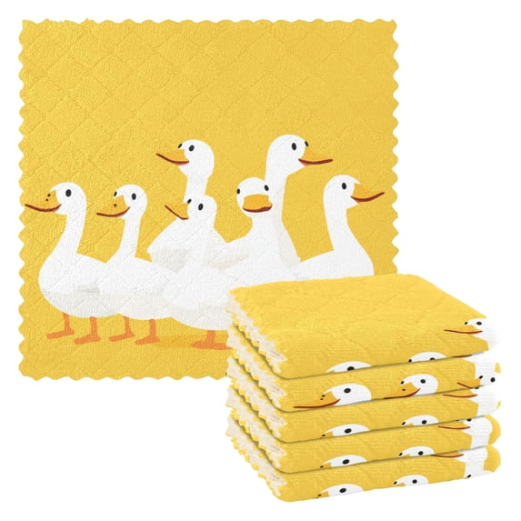 Cartoon White Duck Family Dish Cloths Dish Towels Cleaning Cloths Quick ...