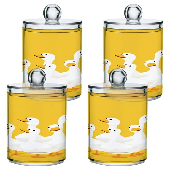 Cartoon White Duck Family Translucent Plastic Cans Storage Canisters ...