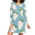 Cartoon White Strawberries Women's Long Sleeves Nightgowns Sleepwear ...