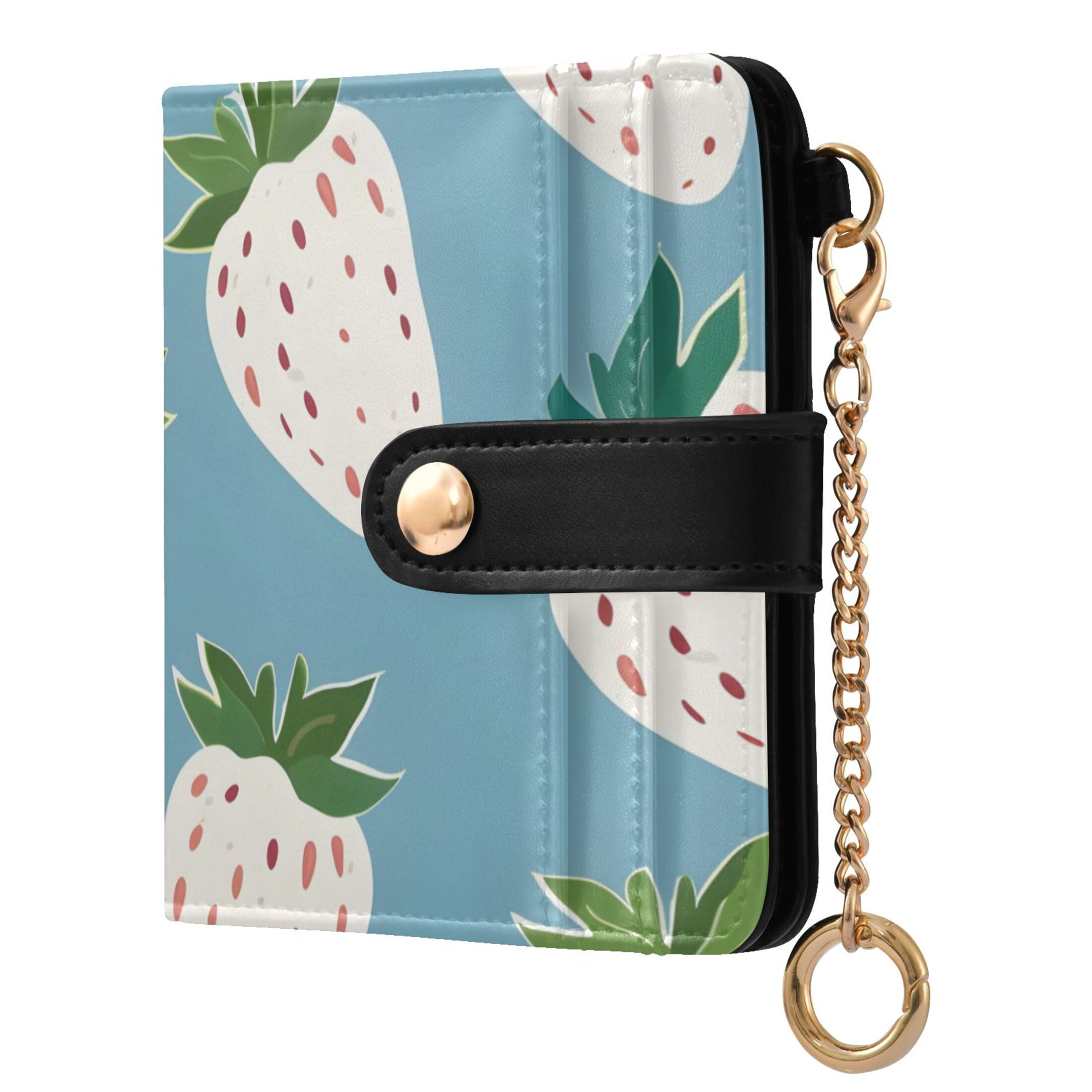 Cartoon White Strawberries Women's Wallet PU Leather Card Cases RFID ...