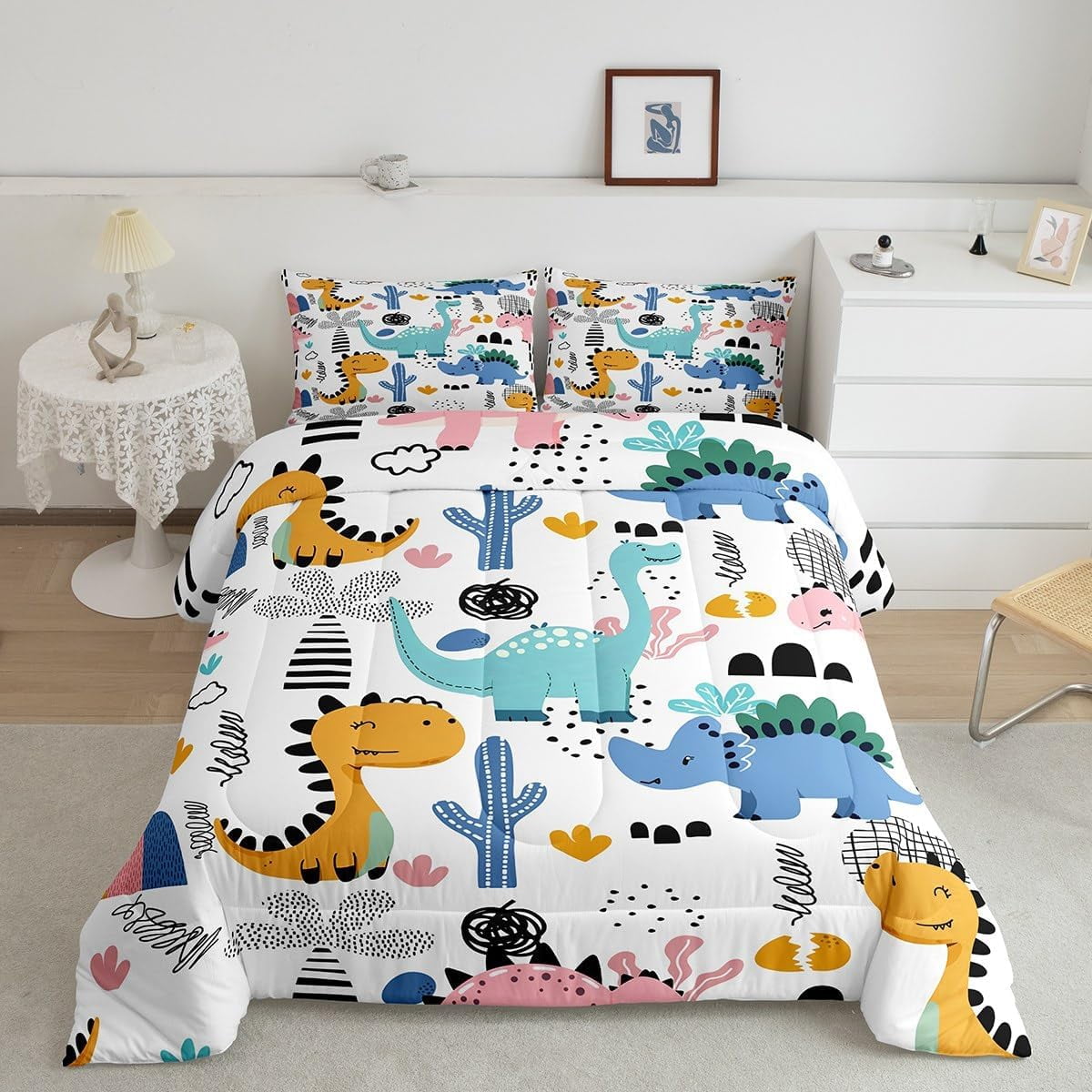 Cartoon Wild Animals Print Comforter Set Twin Size for Kids Boys Teens ...
