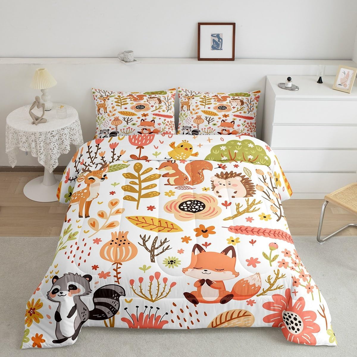 Cartoon Wild Animals Print Comforter Set Twin Size for Kids Boys Teens ...