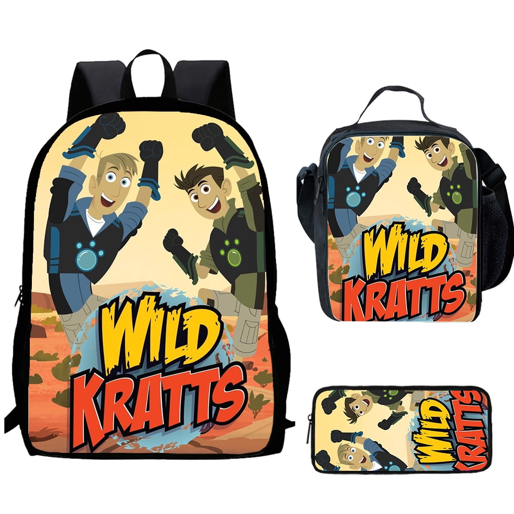 Cartoon Wild Kratts Time Backpack With Thermal Cooler Lunch Box Pencil ...