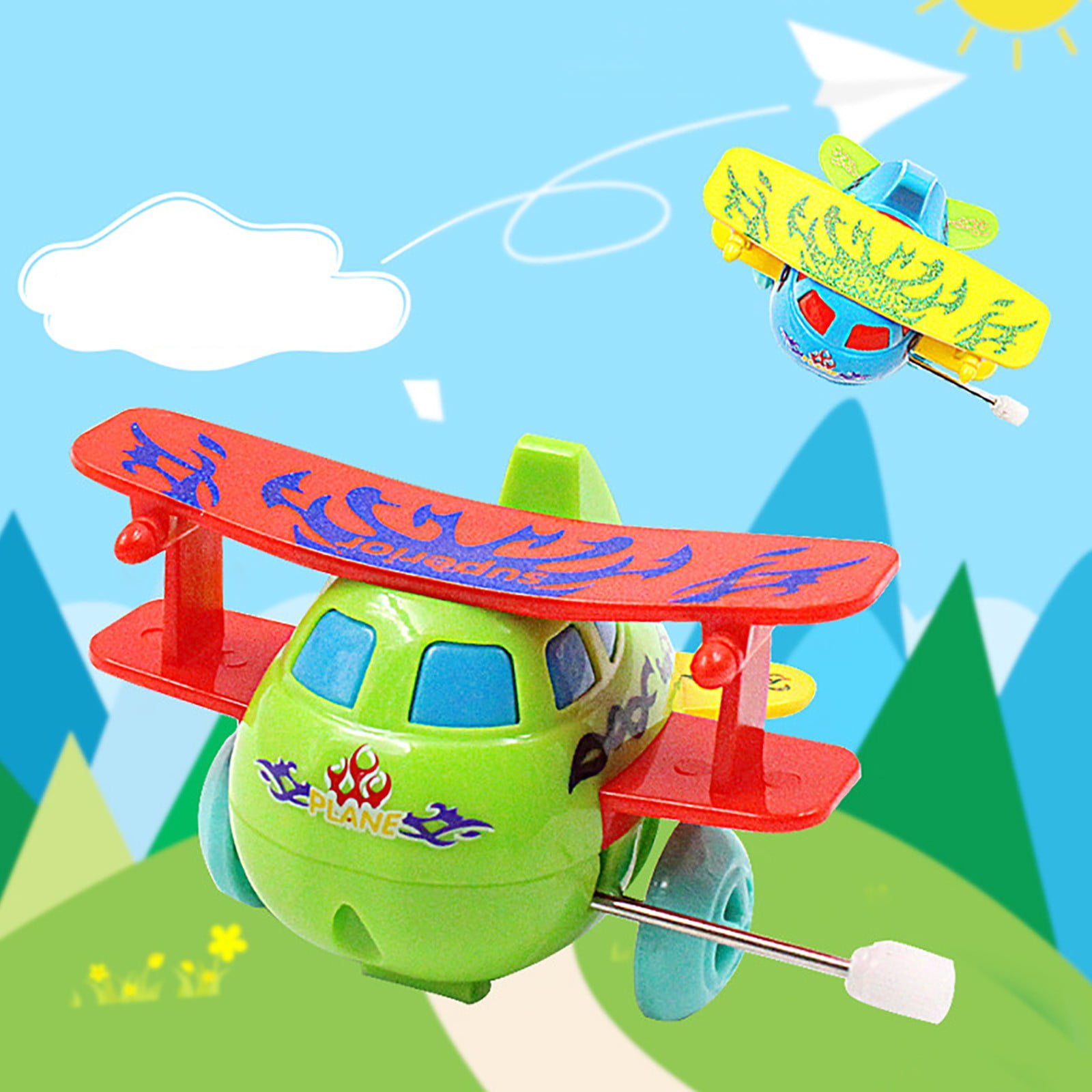 Cartoon Wind Up Dump Airplane Novelty Small Clockwork Toy for Children ...